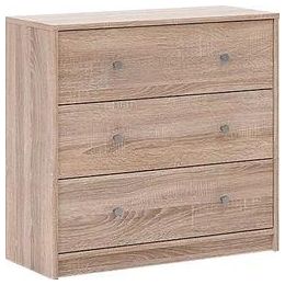 Schubkastenkommode Home Affaire Sideboards Gr. B/H/T: 72,4 cm x 68,3 cm x 30,1 cm, 3 St., braun (walnussfarben) Stauraum, Knopfgriffe, einfache Selbstmontage, 72,4 x 68,3 30,1 cm