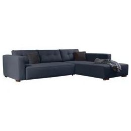 Ecksofa Tom Tailor HOME "HEAVEN CHIC M" Sofas Gr. B/H/T: 282cm x 85cm x 221cm, Struktur fein TBO, Recamiere rechts, mit Bettfunktion-mit Bettkasten, blau (schwarz navy tbo 6) aus der COLORS COLLECTION, wahlweise mit Bettfunktion & Bettkasten