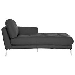 Chaiselongue W.Schillig "softy" Sofas Gr. B/H/T: 106cm x 79cm x 168cm, Longlife Xtra-Leder Z59, Armlehne rechts, grau (graphit z59) mit dekorativer Heftung im Sitz, Füße Chrom glänzend