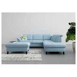 Sit & More Ecksofa SIT & MORE "Maggiore L-Form" Sofas Gr. B/H/T: 261cm x 88cm x 224cm, Soft clean, Ottomane rechts, ohne Kopfteilverstellung-ohne Bettfunktion-ohne Stauraum-Fussfarbe: schwarz matt, blau (hellblau) wahlweise mit Kopfteilverstellung, Bettfunktion und Stauraum