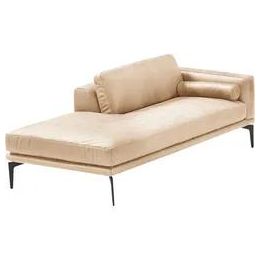 Ottomane Egoitaliano "Masu, Design trifft super Sitzkomfort, mit toller Detailverarbeitung" Sofas Gr. B/H/T: 182cm x 95cm x 97cm, Leder BULL, Armlehne rechts, beige (champagner) Rückenkissen und Armteilrolle für mehr Komfort, mit Metallfüßen