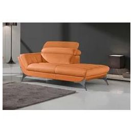 Recamiere Egoitaliano "Sueli, extravagantes Design und erstklassiger Sitzkomfort" Sofas Gr. B/H/T: 180 cm x 100 cm x 110 cm, Leder BULL, Recamiere rechts, orange Solitärmöbel, hochwertiger Lederbezug, inklusive Kopfteilverstellung