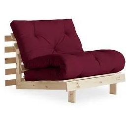 Schlafsofa KARUP DESIGN "Roots" Sofas Gr. B: 90cm, Gestell natur, rot (bordeaux) inkl. Futonmatratze, Liegefläche 90x200 cm