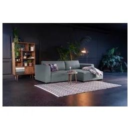 Ecksofa Tom Tailor HOME "HEAVEN STYLE S" Sofas Gr. B/H/T: 242cm x 85cm x 162cm, Struktur grob TCU, Recamiere rechts, mit Bettfunktion-mit Bettkasten-Kunststofffuß, blau (smokey tcu 36) aus der COLORS COLLECTION, wahlweise mit Bettfunktion & Bettkasten