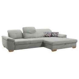 Ecksofa Alina "Nadira" Sofas Gr. B/H/T: 297cm x 91cm x 199cm, Chenille GCP, Recamiere rechts, mit Bettfunktion, Stauraum, grau (hellgrau gcp 49) wahlweise mit Bettfunktion und Stauraum