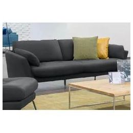 2,5-Sitzer W.Schillig "softy" Sofas Gr. B/H/T: 203cm x 79cm x 93cm, Longlife Xtra-Leder Z59, schwarz (schwarz z59) mit dekorativer Heftung im Sitz, Füße pulverbeschichtet