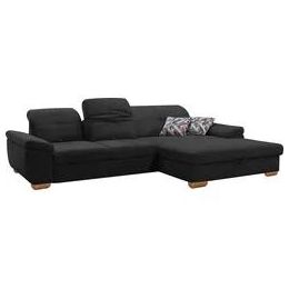 Ecksofa Alina "Nadira" Sofas Gr. B/H/T: 271cm x 91cm x 199cm, Struktur fein XBO, Recamiere rechts, ohne Bettfunktion, Stauraum, schwarz (schwarz xbo 10) wahlweise mit Bettfunktion und Stauraum