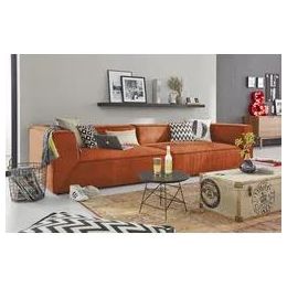 Big-Sofa Tom Tailor HOME "BIG CUBE" Sofas Gr. B/H/T: 300cm x 66cm x 122cm, Samtstoff TSV, ohne Sitztiefenverstellung, orange (saffron tsv 17) Tom Tailor Big-Sofa >>BIG CUBE<<, in 3 Breiten, Tiefe 122 cm