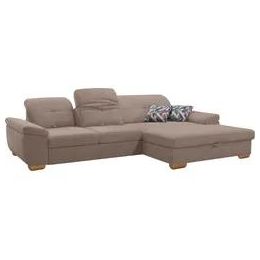 Ecksofa Alina "Nadira" Sofas Gr. B/H/T: 297cm x 91cm x 199cm, Struktur fein XBO, Recamiere rechts, ohne Bettfunktion, Stauraum, braun (hellbraun xbo 2) wahlweise mit Bettfunktion und Stauraum