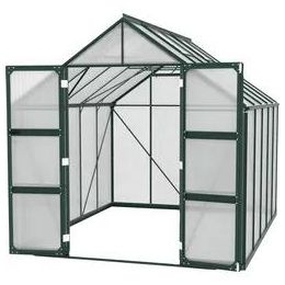 Gewächshaus Vitavia "Domus 8300" Gewächshäuser Gr. B/H/T: 257cm x 253,9cm x 325cm, grün (smaragdgrün) mit Doppelschwingtüren und bodentiefer Türschwelle, 6 mm Hohlkammer