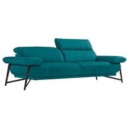 2,5-Sitzer Egoitaliano "Anais, Designsofa mit hohem Sitzkomfort, Designfuß" Sofas Gr. B/H/T: 232cm x 74cm x 106cm, Luxus-Microfaser, bunt (blaurün) inkl. verstellbarer Kopfteile