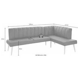 Eckbank exxpo - SOFA FASHION "Costa, moderne Rückensteppung, bequem und elegant, hoher Holzfuß" Sitzbänke Gr. B/H/T: 157cm x 92cm x 245cm, Kunstleder, Ottomane rechts, langer Schenkel links, braun (schoko) hochwertig verarbeitet, Frei im Raum stellbar