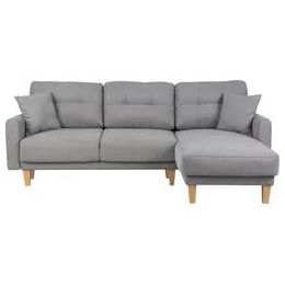 Ecksofa Home Affaire "Triplo, Zierkissen, Schlaffunktion, B/T/H: 234/164/89 cm, L-Form" Sofas Gr. B/H/T: 234cm x 89cm x 164cm, Luxus-Microfaser weich, Recamiere rechts, ohne Bettfunktion-ohne Bettkasten, grau (hellgrau) wahlweise mit Bettfunktion und Bettkasten, Liegefläche 210132 cm