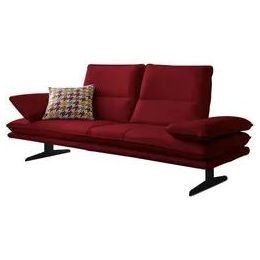 2-Sitzer W.Schillig "broadway" Sofas Gr. B/H/T: 216cm x 94cm x 96cm, Longlife Xtra-Leder Z59, Longchair links, mit Sitztiefenverstellung-ohne Kopfteilverstellung-ohne Seitenteilverstellung, rot (ruby z59) Sitztiefenverstellung, Kopfteil- & Seitenteilverstellung, Breite 216cm