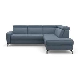 Sit & More Ecksofa SIT & MORE "Scarlett L-Form" Sofas Gr. B/T: 258cm x 226cm, Luxus-Microfaser ALTARA NUBUCK, Ottomane rechts, Kopfteilverstellung, blau (hellblau) inklusive Kopfteilverstellung, wahlweise mit Bettfunktion, Bettkasten