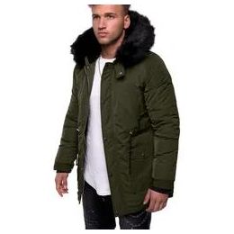 Parka behype "NOIR" Gr. XL, grün (khaki) Herren Jacken mit tollem Kunstfellbesatz an der Kapuze