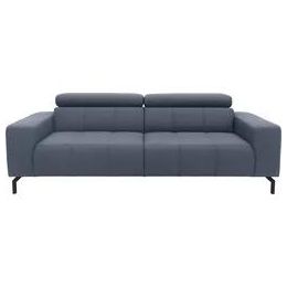 2,5-Sitzer DOMO collection "Cunelli" Sofas Gr. B/H/T: 238cm x 79cm x 104cm, Echtleder, Ohne Kopfteilverstellung, blau (dunkelblau) wahlweise inklusive 6-fach verstellbarer Kopfteilverstellung