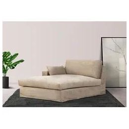 Recamiere LeGer Home by Lena Gercke "Sölve" Sofas Gr. B/H/T: 122cm x 86cm x 174cm, Material, Recamiere links, beige (creme) mit optischer Husse, weicher Sitzkomfort