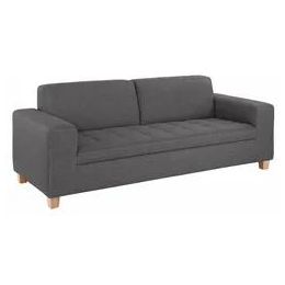 3-Sitzer Home Affaire "Corby" Sofas Gr. B/H/T: 218cm x 80cm x 90cm, Struktur fein, ohne Funktion, grau (anthrazit) mit Steppung auf Sitzfläche