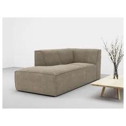 Ottomane RAUM.ID "Norvid" Sofas Gr. B/H/T: 93cm x 75cm x 213cm, Struktur weich, mit Federkern-Armlehne links, grau (taupe) modular, wahlweise mit Kaltschaum, Komfortschaum oder Taschenfederkern