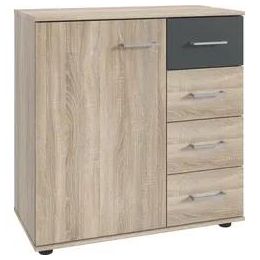 Kombikommode wimex "Taiga" Sideboards Gr. B/H/T: 81cm x 83cm x 41cm, 4 St., grau (eiche sägerau nachbildung/ graphit) 1 türig und 4 Schubladen