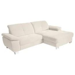 Ecksofa Alina "Suna" Sofas Gr. B/H/T: 239cm x 87cm x 184cm, Struktur fein XBO, Recamiere rechts, ohne Bettfunktion, ohne Stauraum, weiß (weiß xbo 1) Wahlweise mit Bettfunktion und Stauraum