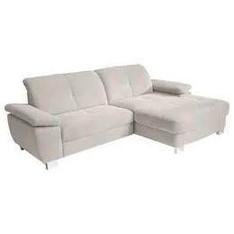 Ecksofa Alina "Suna" Sofas Gr. B/H/T: 239cm x 87cm x 184cm, Struktur fein XBO, Recamiere rechts, ohne Bettfunktion, ohne Stauraum, grau (hellgrau xbo 29) Wahlweise mit Bettfunktion und Stauraum