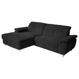 Ecksofa Alina "Suna" Sofas Gr. B/H/T: 239cm x 87cm x 184cm, Struktur fein XBO, Recamiere links, mit Bettfunktion, mit Stauraum, schwarz (schwarz xbo 10) Wahlweise mit Bettfunktion und Stauraum