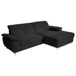 Ecksofa Alina "Suna" Sofas Gr. B/H/T: 239cm x 87cm x 184cm, Struktur fein XBO, Recamiere rechts, ohne Bettfunktion, ohne Stauraum, schwarz (schwarz xbo 10) Wahlweise mit Bettfunktion und Stauraum