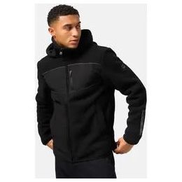 Fleecejacke STONE HARBOUR "Illian" Gr. L (52), schwarz Herren Jacken Sportliche Fleece-Outdoorjacke mit Kapuze