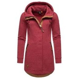 Sweatjacke Ragwear "Letty Intl." Gr. 5XL (50), lila (himbeere) Damen Sweatjacken Sportliche Kapuzenjacke mit Kunstleder-Elementen