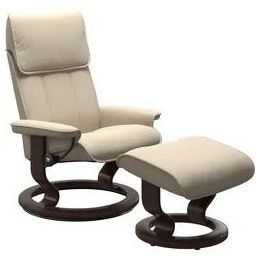 Relaxsessel stressless "Admiral", beige (cream batick), B:78cm H:98cm T:73cm, Leder BATICK: BATICK ist ein leicht korrigiertes, durchgefärbtes und genarbtes Möbelleder, bei dem die meisten Unebenheiten und Spuren in der Regel entfernt wurden., Sessel, mit Classic Base, Größe M & L, Gestell Wenge