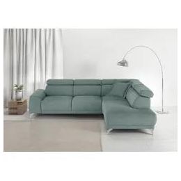 Ecksofa 3C Candy "Greve L-Form" Sofas Gr. B/H/T: 249cm x 79cm x 209cm, Struktur, Ottomane rechts, ohne motorischen Sitzvorzug im 2-Sitzer, blau (petrol) wahlweise mit motorischem Sitzvorzug, manuelle Kopfteilverstellung