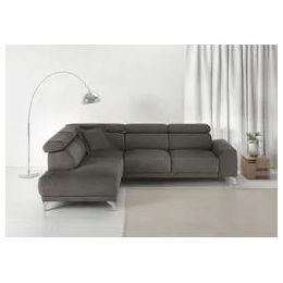 Ecksofa 3C Candy "Greve L-Form" Sofas Gr. B/H/T: 249cm x 79cm x 209cm, Struktur, Ottomane links, ohne motorischen Sitzvorzug im 2-Sitzer, schwarz wahlweise mit motorischem Sitzvorzug, manuelle Kopfteilverstellung