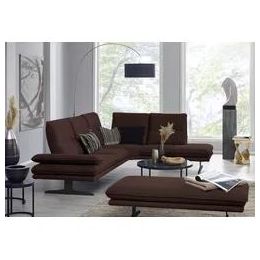 Ecksofa W.Schillig "broadway" Sofas Gr. B/H/T: 284 cm x 94 cm x 224 cm, Stoff S37, Ottomane rechts, mit Sitztiefenverstellung-mit Kopfteilverstellung-mit Seitenteilverstellung, braun (espresso s37) Sitztiefenverstellung, Kopfteil- & Seitenteilverstellung, Breite 284cm