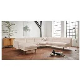 Wohnlandschaft Andas "Nordfyn U-Form" Sofas Gr. B/H/T: 323cm x 81cm x 239cm, NaturLEDER, Recamiere links, beige (elfenbein) edles Design in 3 Bezugsqualitäten, by Morten Georgsen