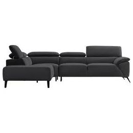 Ecksofa NICOLETTI HOME Sofas Gr. B/H/T: 287cm x 72cm x 227cm, Leder TOUCH, Ottomane links, schwarz (nero) Breite 287 cm, verstellbare Kopfstütze, Ottomane links oder rechts