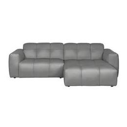 Ecksofa furninova "Chess, Designsofa mit sehr hohem Sitzkomfort, Eyecatcher im Wohnzimmer" Sofas Gr. B/H/T: 250cm x 74cm x 171cm, Recamiere rechts, weiß (silber) mit attraktiver Steppung, im skandinavischen Design