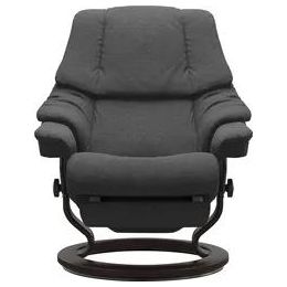 Relaxsessel stressless "Reno" Sessel Gr. ROHLEDER Stoff Q2 FARON, PowerTM Leg & Back-Classic Base Braun, B/H/T: 88cm x 98cm x 77cm, grau (dark grey q2 faron) elektrisch verstellbar, optional 2-motorisch, Größe M & L