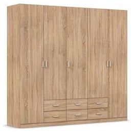 Drehtürenschrank Rauch "Kleiderschrank Schrank Garderobe Wäscheschrank GAMMA in 3 Breiten" Schränke Gr. B/H/T: 226 cm x 210 cm x 54 cm, 5 St., braun (eiche sonoma) mit 6 Schubladen, in schlichtem Design TOPSELLER MADE IN GERMANY