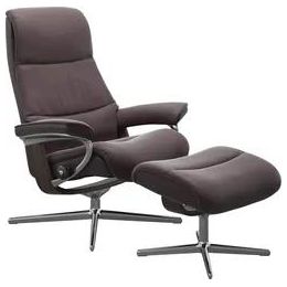 Relaxsessel stressless "View" Sessel Gr. Material Bezug, Material Gestell, Ausführung / Funktion, Maße B/H/T, rot (bordeaux) mit Hocker, Cross Base, Größe S, M & L, Holzakzent Wenge