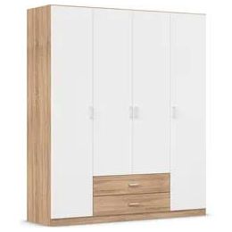 Drehtürenschrank Rauch "Kleiderschrank Schrank Garderobe Wäscheschrank GAMMA in 3 Breiten" Schränke Gr. B/H/T: 181 cm x 210 cm x 54 cm, 4 St., weiß (eiche sonoma, alpinweiß) mit 6 Schubladen, in schlichtem Design TOPSELLER MADE IN GERMANY