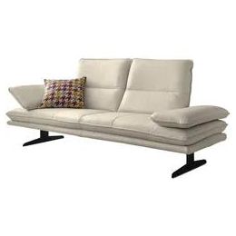 2-Sitzer W.Schillig "broadway" Sofas Gr. B/H/T: 216cm x 94cm x 96cm, Longlife Xtra-Leder Z59, Longchair links, mit Sitztiefenverstellung-mit Kopfteilverstellung-mit Seitenteilverstellung, grau (eisgrau z59) Sitztiefenverstellung, Kopfteil- & Seitenteilverstellung, Breite 216cm