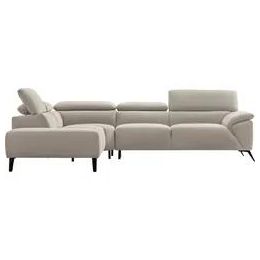 Ecksofa NICOLETTI HOME Sofas Gr. B/H/T: 287cm x 72cm x 227cm, Leder Torrello, Ottomane links, braun (tortora) Breite 287 cm, verstellbare Kopfstütze, Ottomane links oder rechts