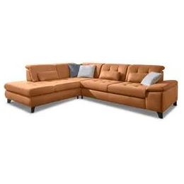 Ecksofa DIE PLANBAR "MP-IN18012 L-Form" Sofas Gr. B/H/T: 310 cm x 85 cm x 260 cm, Microfaser, Armlehne rechts, Kopfteilverstellung-Bettfunktion-Sitztiefenverstellung, braun (zimt) wahlweise mit Funktion, Federkern-Polsterung