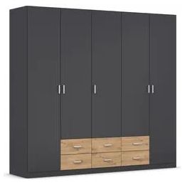 Drehtürenschrank Rauch "Kleiderschrank Schrank Garderobe Wäscheschrank GAMMA in 3 Breiten" Schränke Gr. B/H/T: 226 cm x 210 cm x 54 cm, 5 St., grau (graumetallic, eiche artisan) mit 6 Schubladen, in schlichtem Design TOPSELLER MADE IN GERMANY