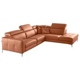 Ecksofa Egoitaliano "Matt, hoher Sitzkomfort und aufwendige Detailverarbeitung, L-Form" Sofas Gr. B/H/T: 285cm x 100cm x 221cm, Leder BULL, Ottomane rechts, rot (brick) mit Ottomane, inkl. verstellbarer Kopfteile zum Relaxen