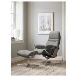 Relaxsessel stressless "Sunrise" Sessel Gr. Struktur fein JASMINE, Cross Base Eiche, Relaxfunktion-Drehfunktion-PlusTMSystem-Gleitsystem-BalanceAdaptTM, B/H/T: 92cm x 105cm x 80cm, grau (grey jasmine) mit Cross Base, Größe S, M & L, Holzakzent Eiche