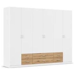 Drehtürenschrank Rauch "Kleiderschrank Schrank Garderobe Wäscheschrank GAMMA in 3 Breiten" Schränke Gr. B/H/T: 271 cm x 210 cm x 54 cm, 6 St., weiß (alpinweiß, eiche artisan) mit 6 Schubladen, in schlichtem Design TOPSELLER MADE IN GERMANY