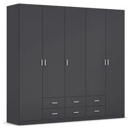 Drehtürenschrank Rauch "Kleiderschrank Schrank Garderobe Wäscheschrank GAMMA in 3 Breiten" Schränke Gr. B/H/T: 226 cm x 210 cm x 54 cm, 5 St., grau (graumetallic) mit 6 Schubladen, in schlichtem Design TOPSELLER MADE IN GERMANY